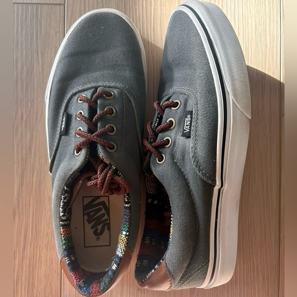 Vans | Shoes | Vans Charcoal Sneakers With Colorful Trim | Poshmark